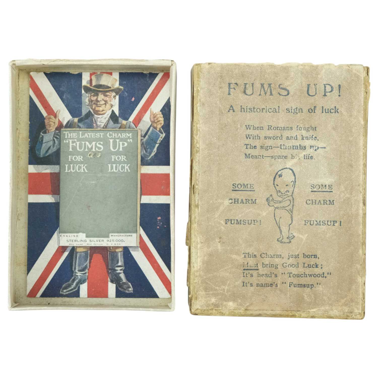 Lot 373 - A Great War lucky "Fums Up!" charm carton,
